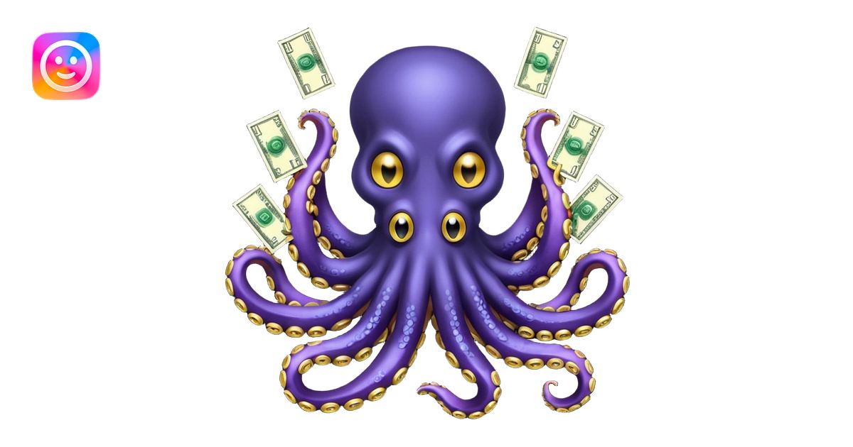 Intimidating octopus with pearl black skin, neon suction cups. Evil ...