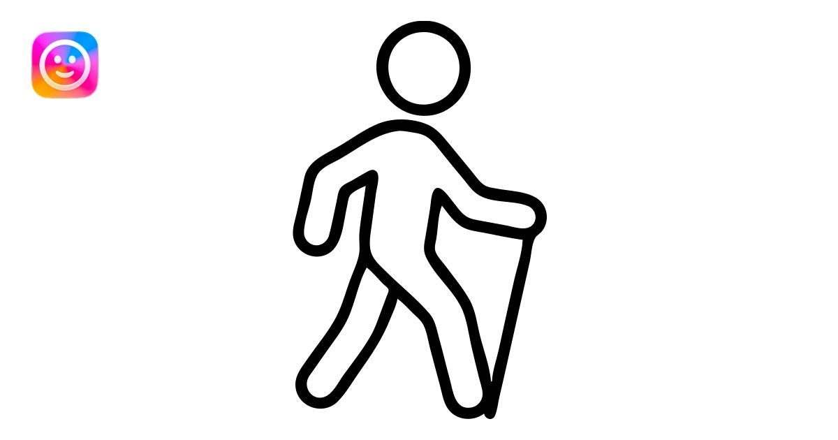 walking stickman, simple and clear black outline style icon | AI Emoji ...