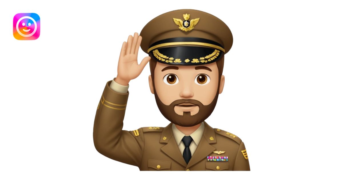 Cop with short brown hair and beard saluting emoji | AI Emoji Generator