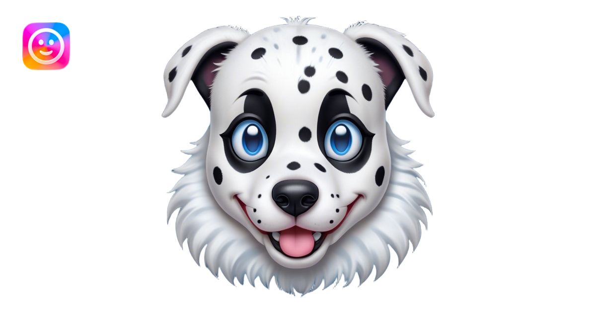 Cinematic Comical Harlequin Dalmatian Portrait Emoji, Head tilted ...