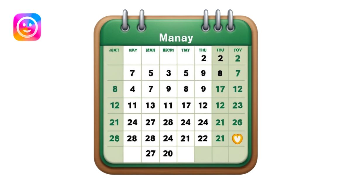 tabla calendario con fondo verde emoji | AI Emoji Generator