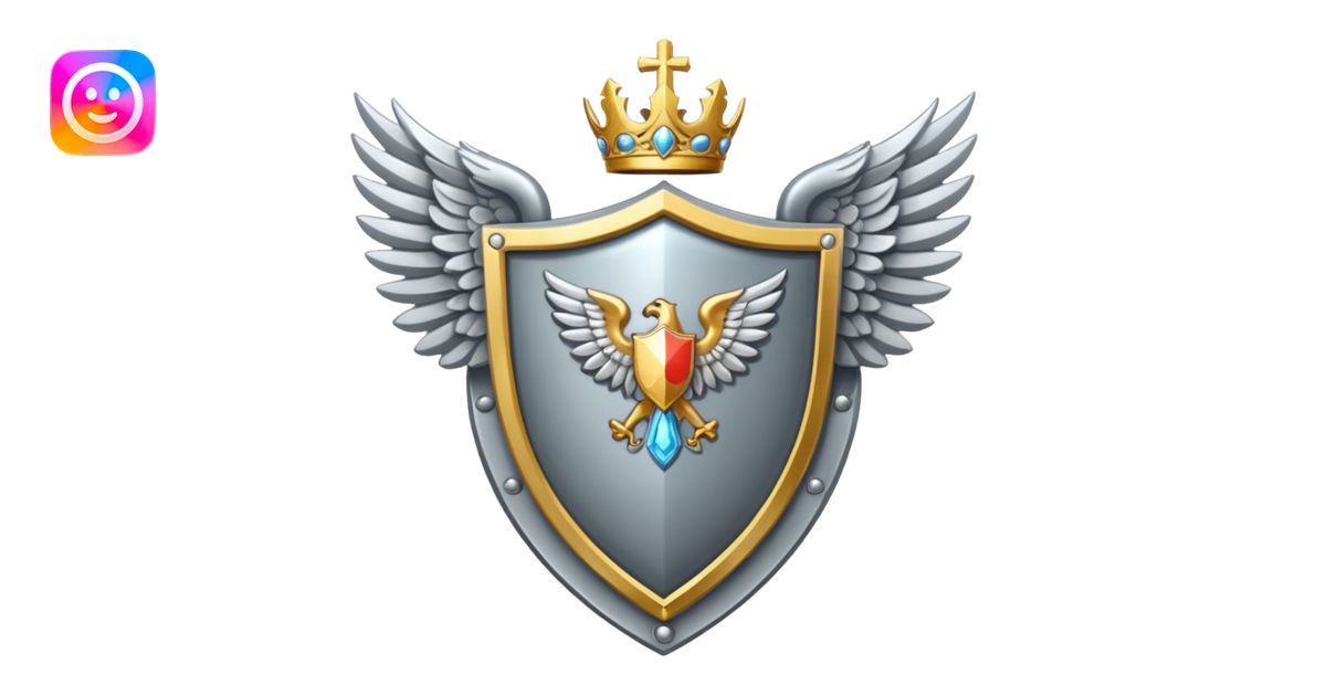 holy emblem with silver wings and shield in the middle emoji | AI Emoji ...