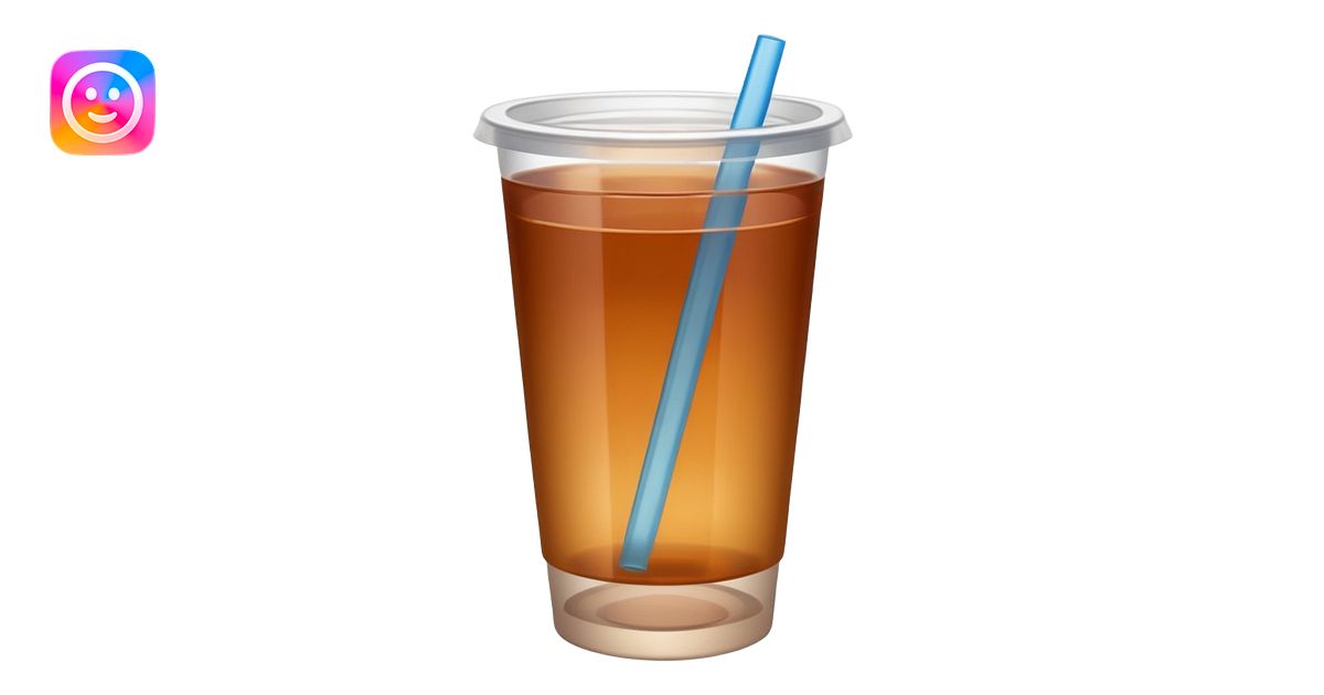 Open plastic cup with cold brown mate tea, without any straws. emoji ...