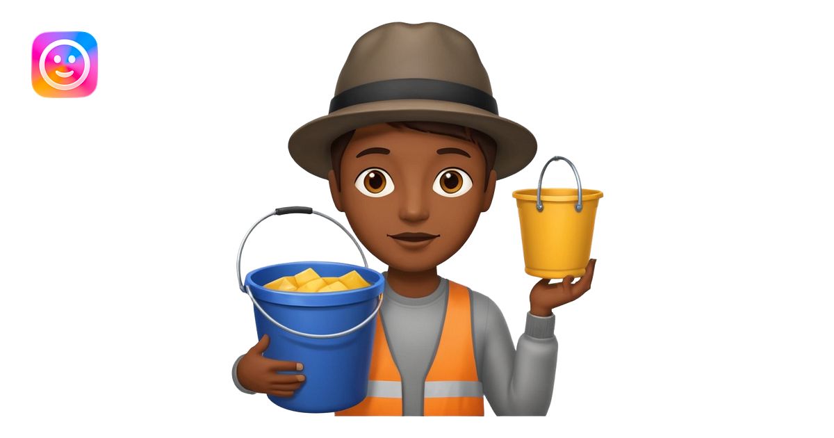 Poster Paster + bucket, Street Artist. emoji | AI Emoji Generator