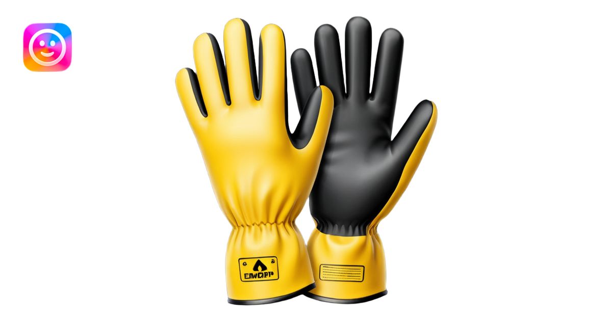 Hard Safety Gloves, bright rubber emoji | AI Emoji Generator