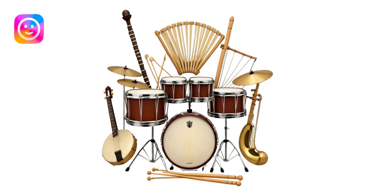 Create a professional, emblem-like emoji representing percussion ...