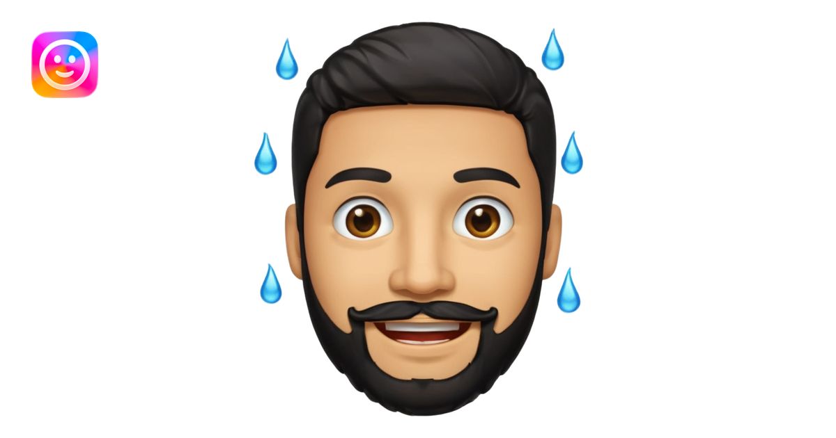 Smiling hispanic man with black beard that is dripping wet emoji | AI ...