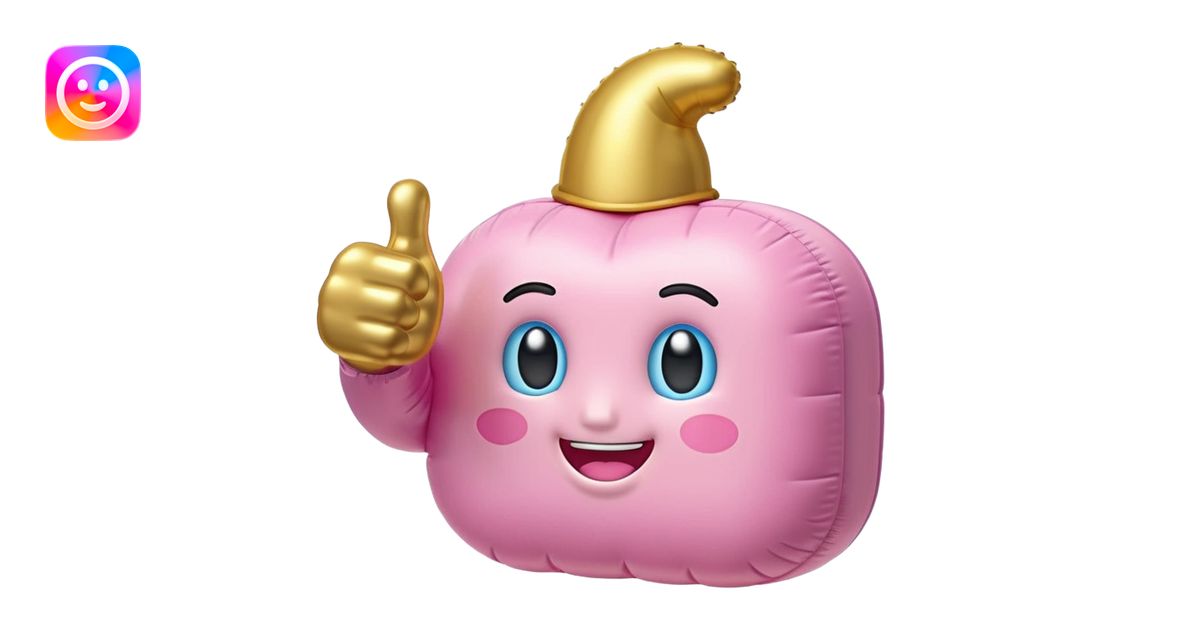 kawaii pink gold and light blue inflatable thumbs up emoji | AI Emoji ...