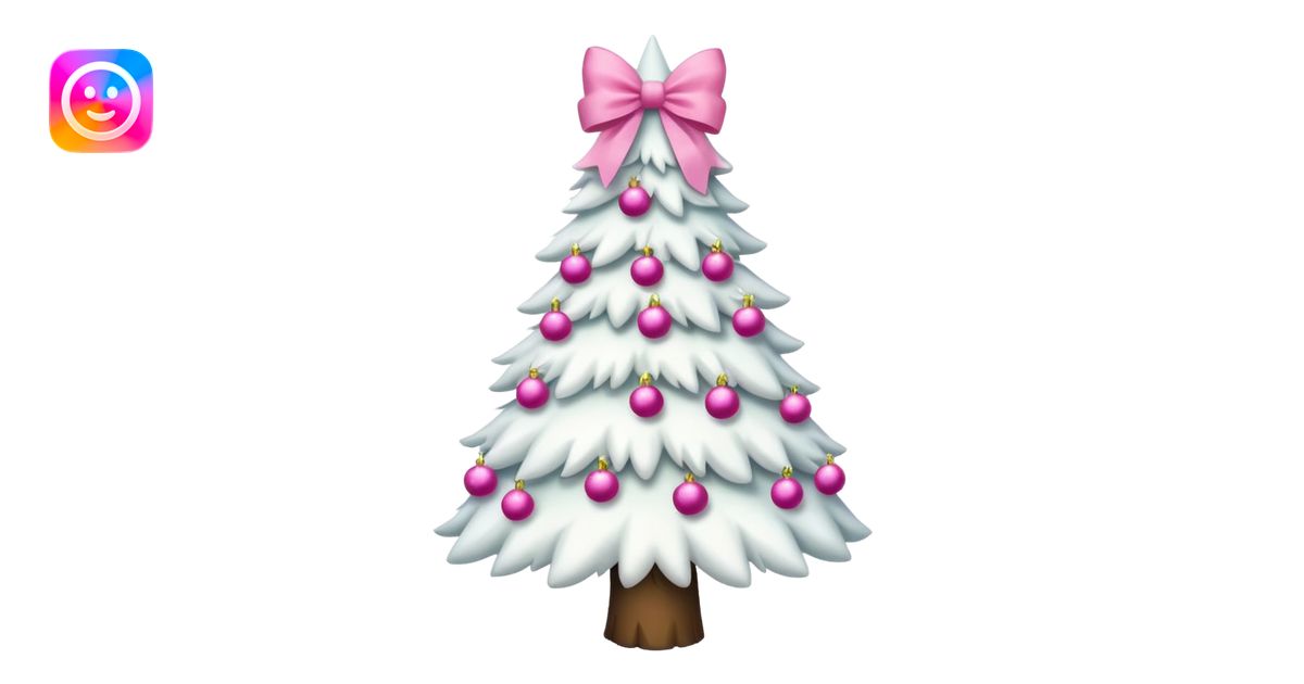 WHITE CHRISTMAS TREE WITH PINK BOWS emoji | AI Emoji Generator