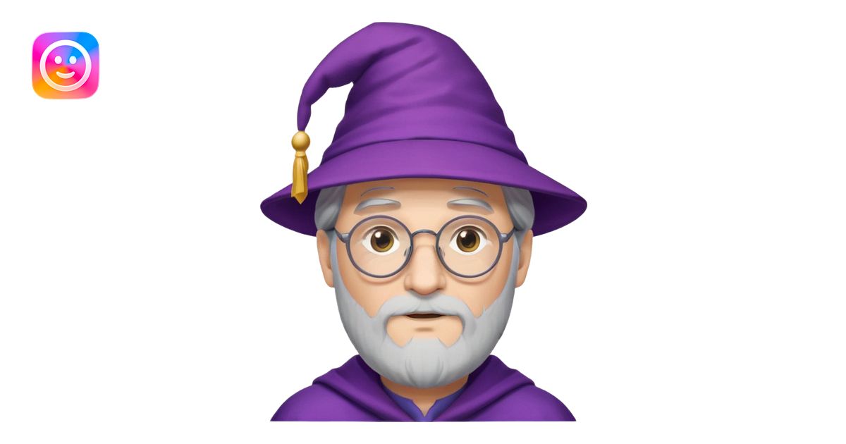 dumbledore grey hair, wear glasses, purple magic hat emoji | AI Emoji ...