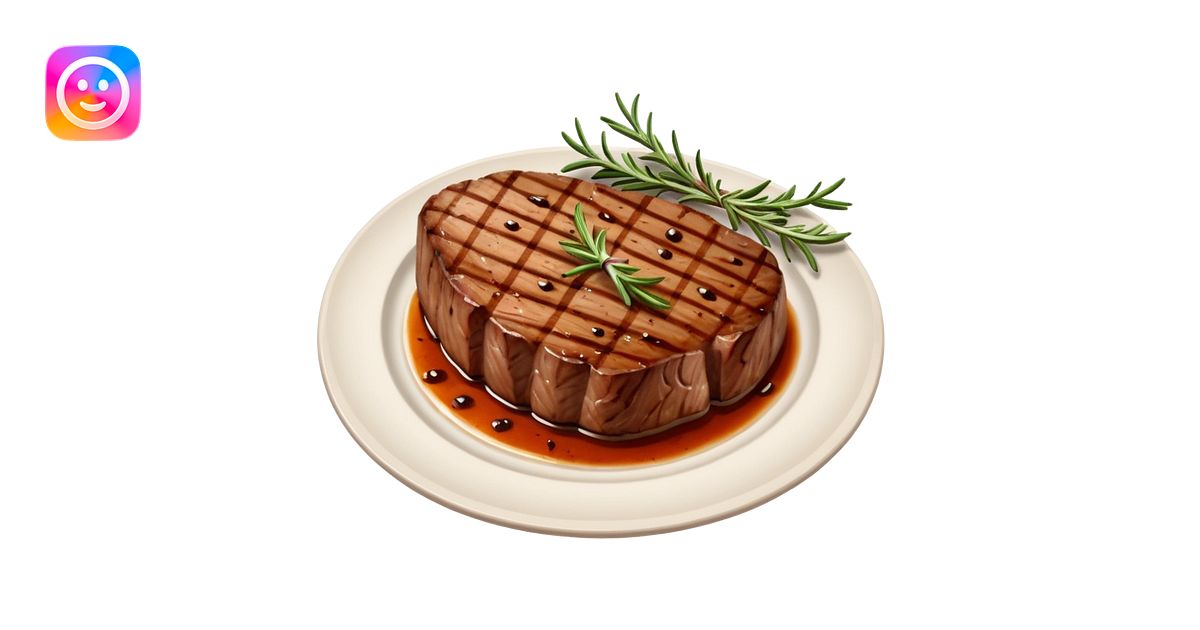 Draw a grilled steak on a plate with grill marks & rosemary garnish ...