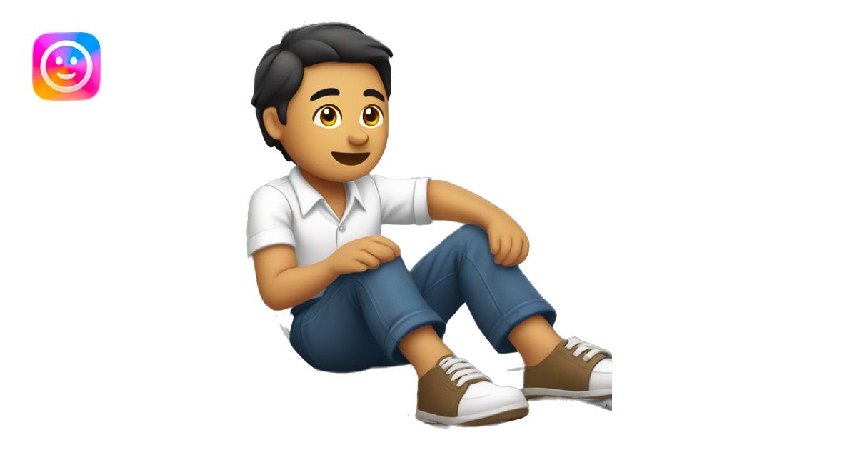 Filipino in white shirt sitting down on slide emoji | AI Emoji Generator
