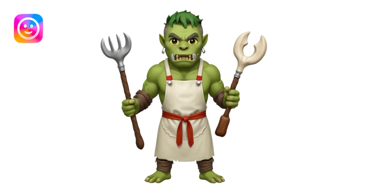 orc make Apron with "Kiss the Cook" (scratched out, replaced with "Fear ...