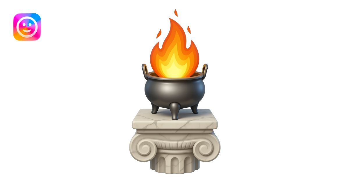 Clearly lit brazier with a big flame on a greek stone pedestal emoji ...