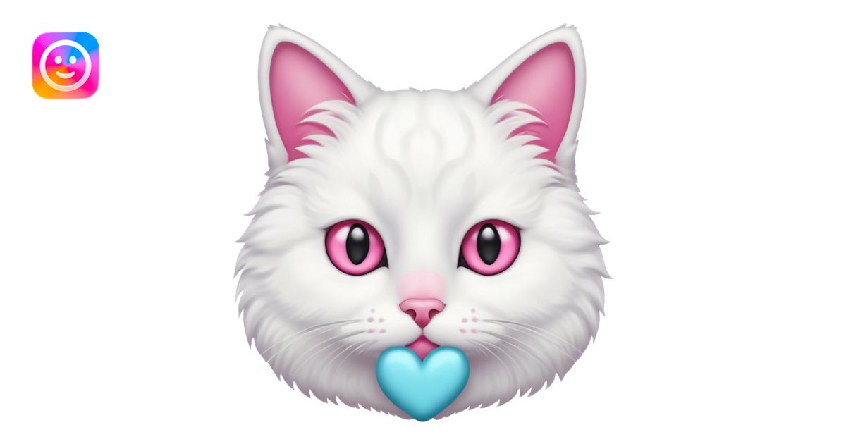 gatito blanco con ojos de enamorado emoji | AI Emoji Generator