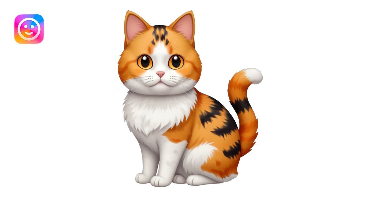 full body calico tabby + white cat with small head and short but chubby ...