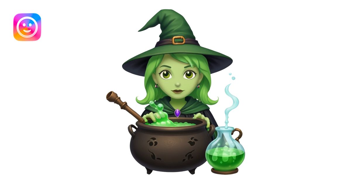 green witch cooking potion emoji | AI Emoji Generator