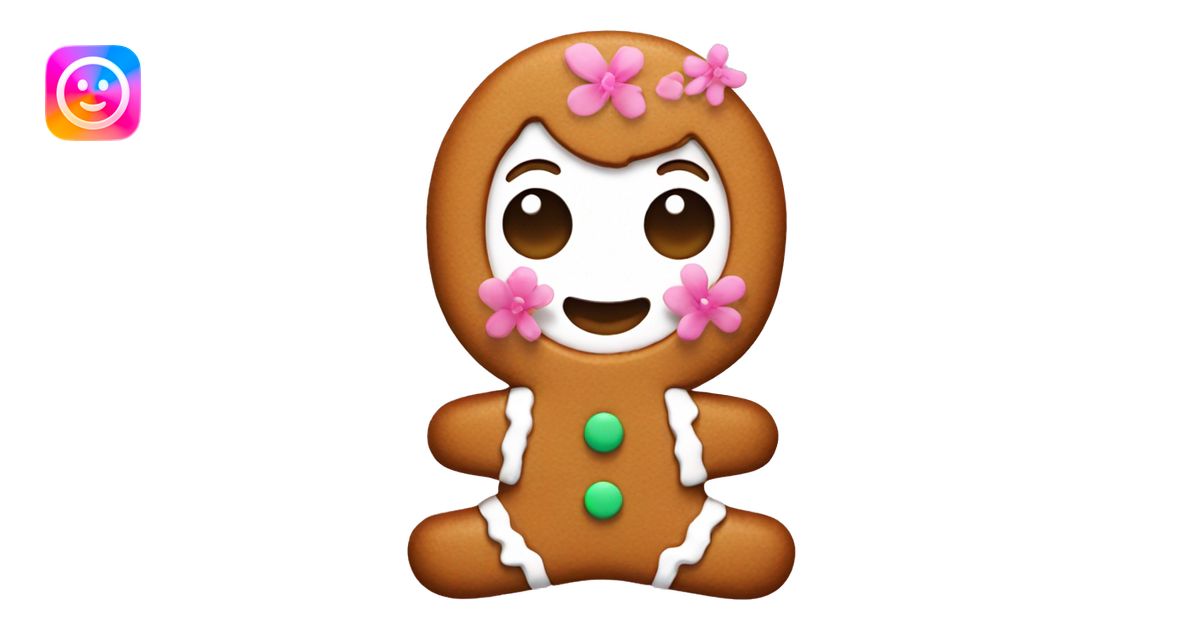Gingerbread with pink flower emoji | AI Emoji Generator