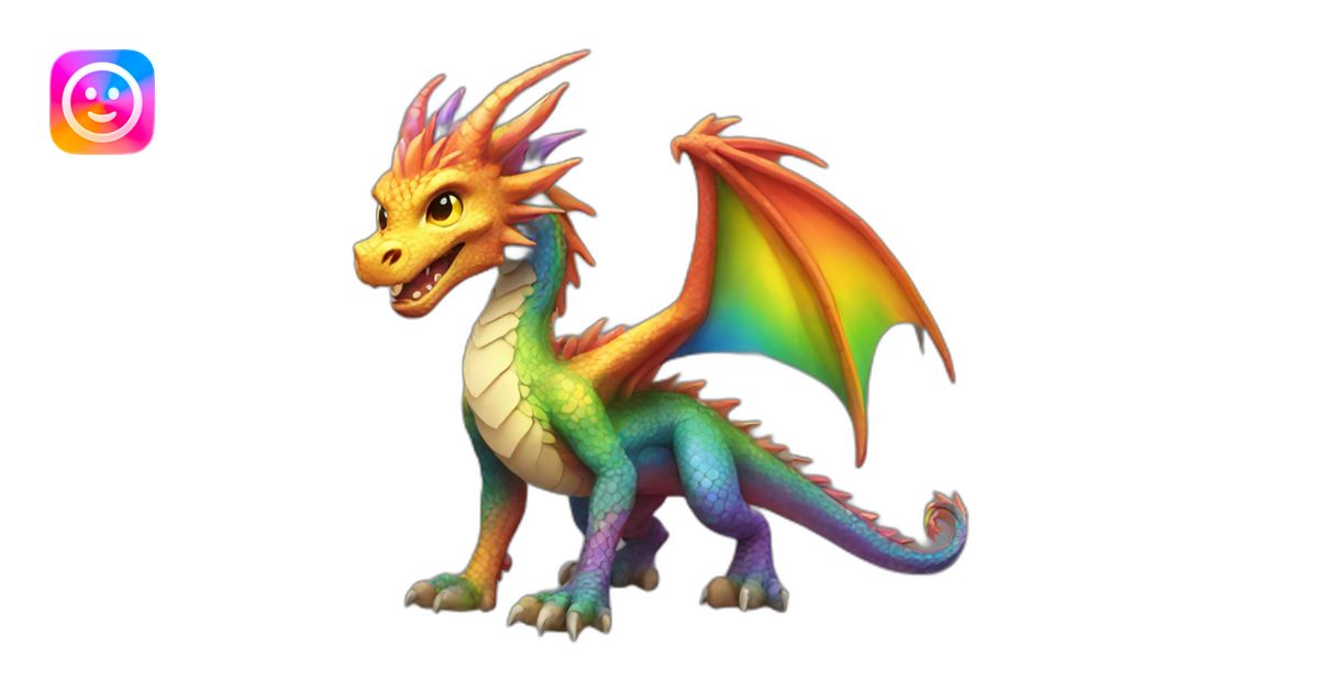 Rainbow Dragon Full Body emoji | AI Emoji Generator