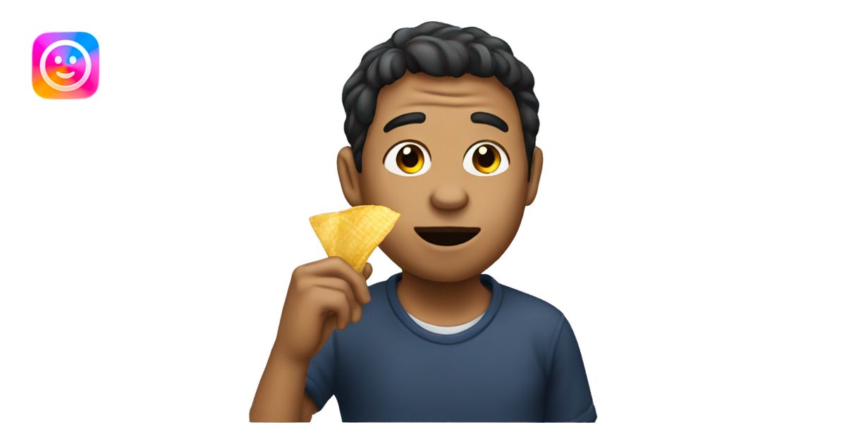 Taki eating a chip emoji | AI Emoji Generator