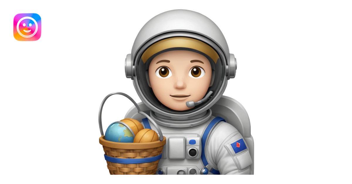 astronauta con casco cerrado, con canasta vacía emoji | AI Emoji Generator