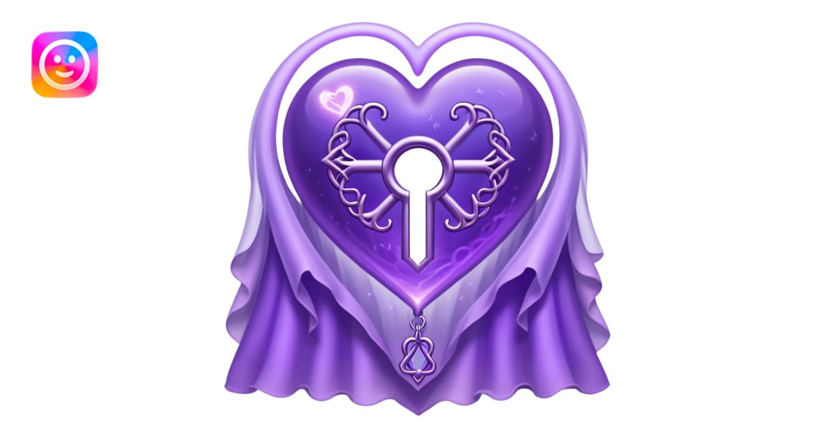 Purple ethereal occult heart floating, glowing key-like sigil at its ...