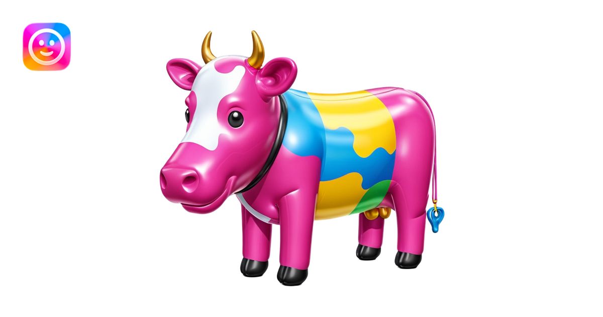 jeff koons style inflatable SPAM cow sculpture emoji | AI Emoji Generator