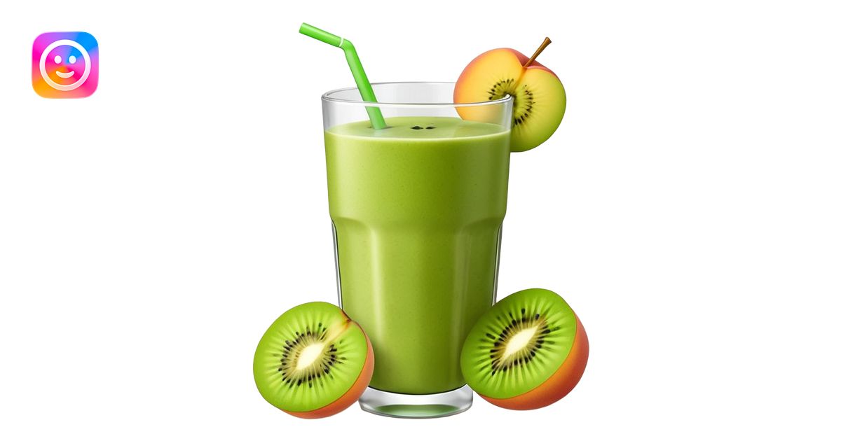 smoothie with peaches and green kiwi emoji | AI Emoji Generator