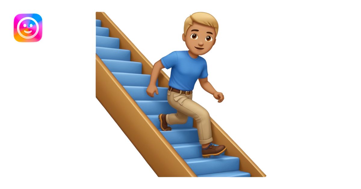 apple style emoji of a man climbing stairs emoji | AI Emoji Generator