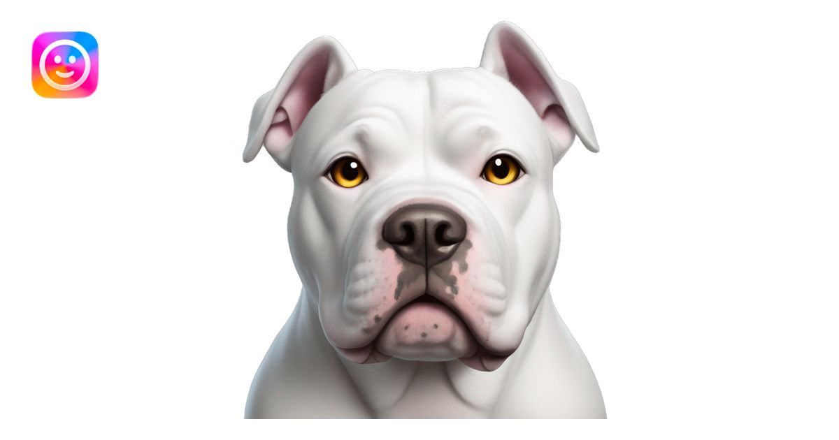 Lilac tri XL American Bully dog with blue eyes emoji | AI Emoji Generator