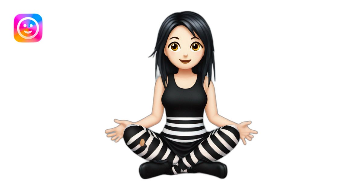 Full body Front view curvy emo girl sits on the floor straight view ...