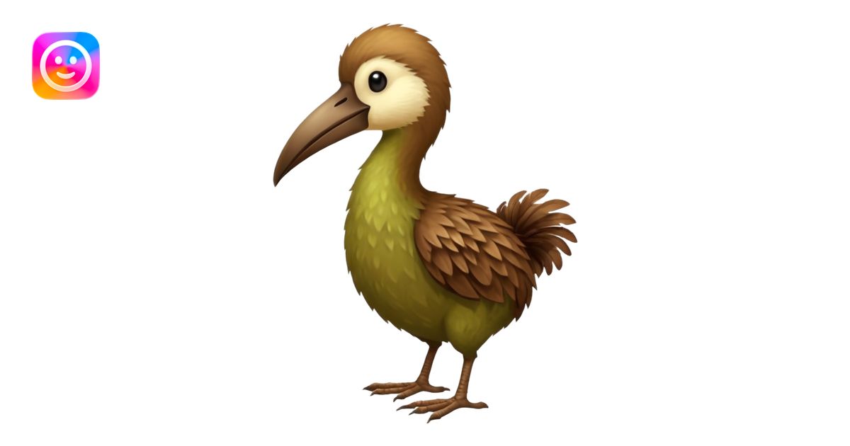 Kiwi bird on two feet loger beak emoji | AI Emoji Generator