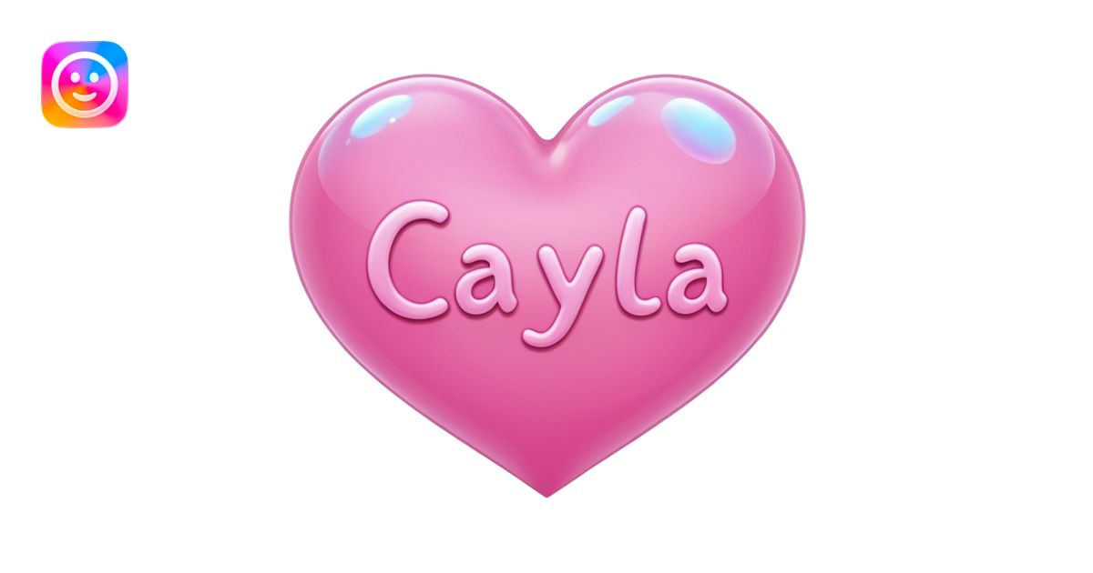 A Pink heart with a name Cayla inside it emoji | AI Emoji Generator