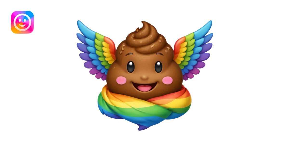 rainbow poop emoji with wings emoji | AI Emoji Generator