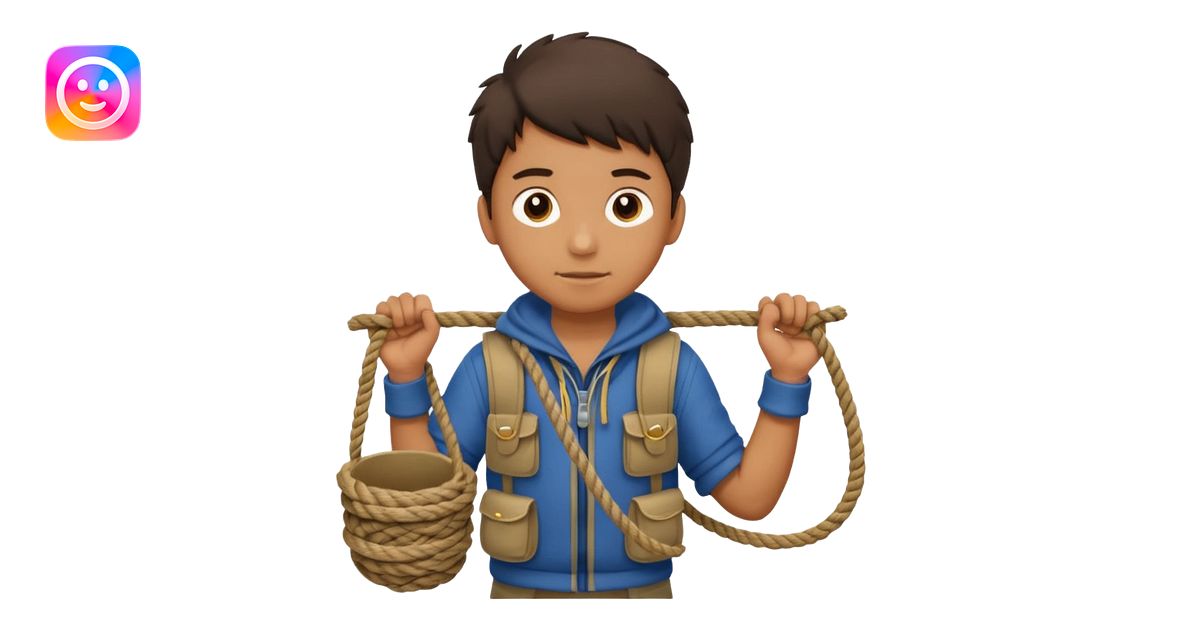 Boy carrying rope,Jungle Explorers. emoji | AI Emoji Generator