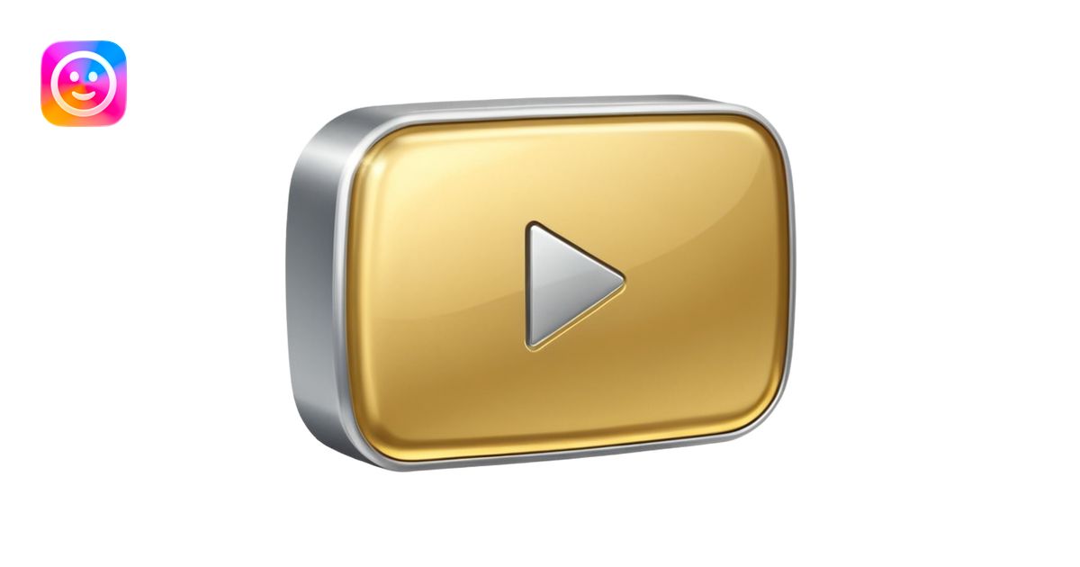 YouTube golden play button with silver edges. make it caricature type ...