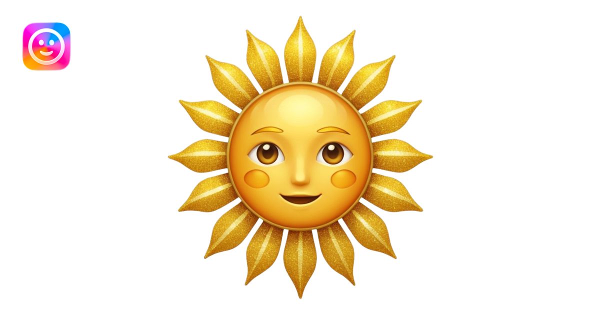 sun in 2d golden glitter in colour without face emoji | AI Emoji Generator