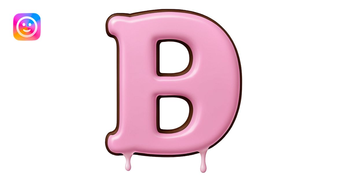 “Single pink bubble letter d, white outline, bottom dipped in chocolate ...