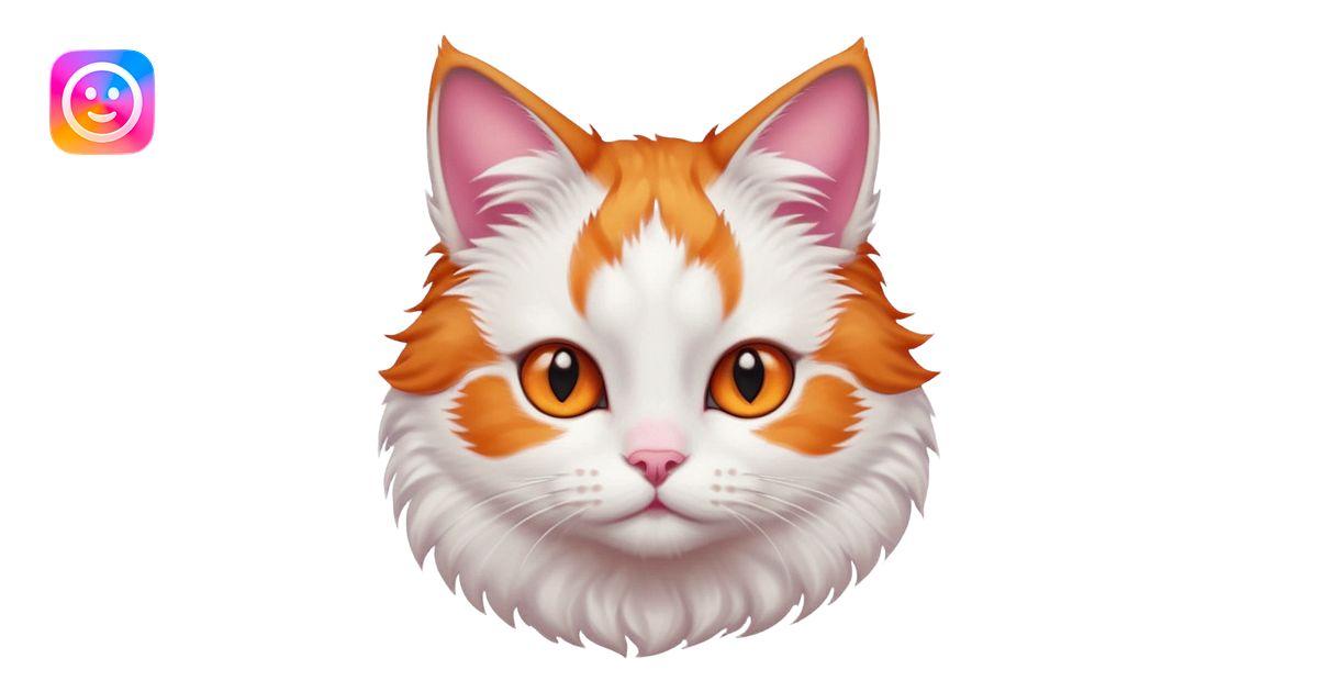 tiny ginger and white cat with deep orange eyes emoji | AI Emoji Generator