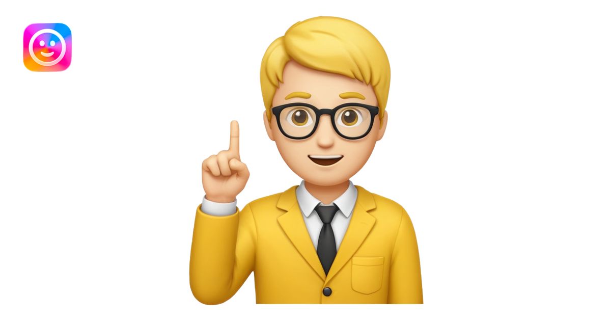 nerd emoji with one finger pointing up emoji | AI Emoji Generator