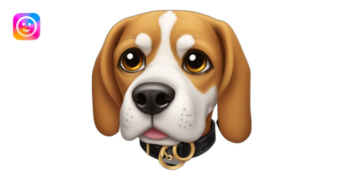 beagle with black collar and full dark skull medallion emoji | AI Emoji ...