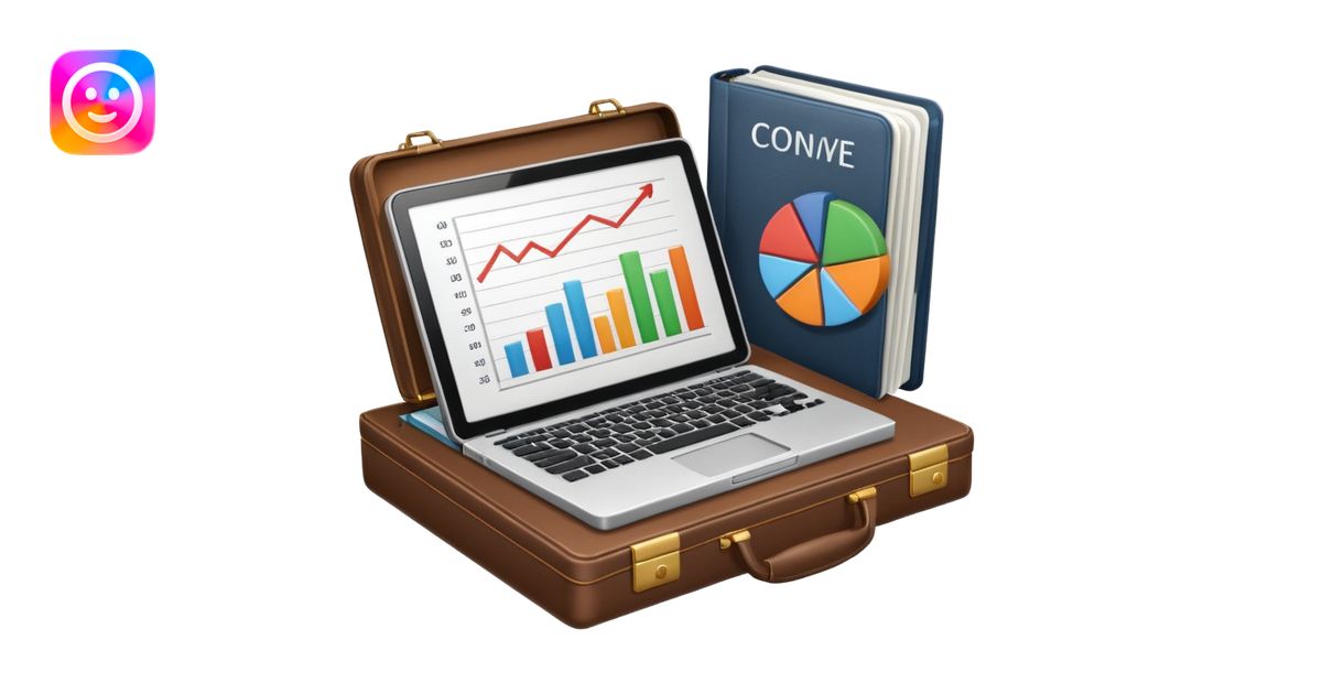 An open book with a graph and financial charts, a briefcase, a ...
