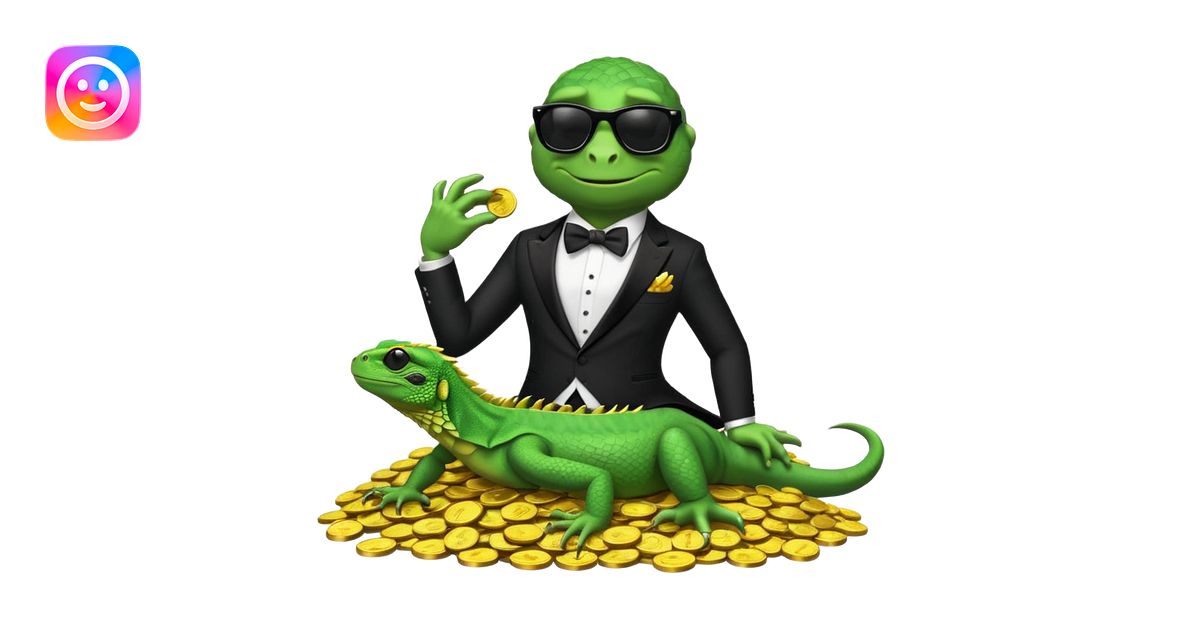 capitalist iguana banker in tuxedo and black sunglasses lying comfortly ...