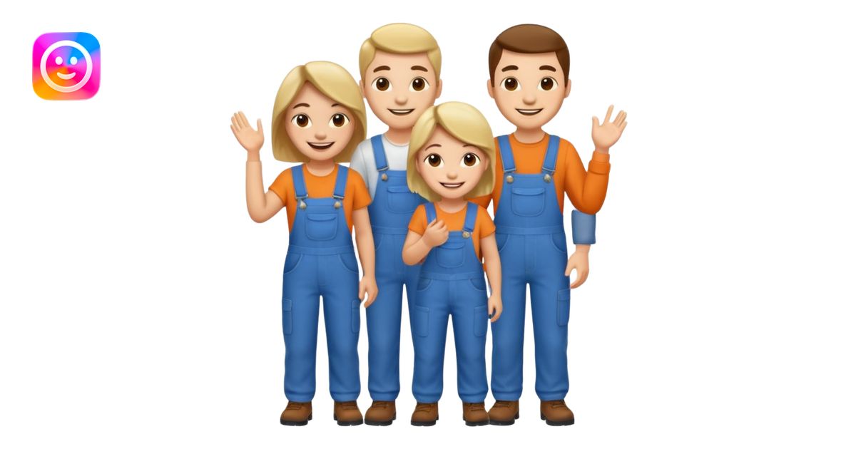 characters wearing work overalls emoji | AI Emoji Generator