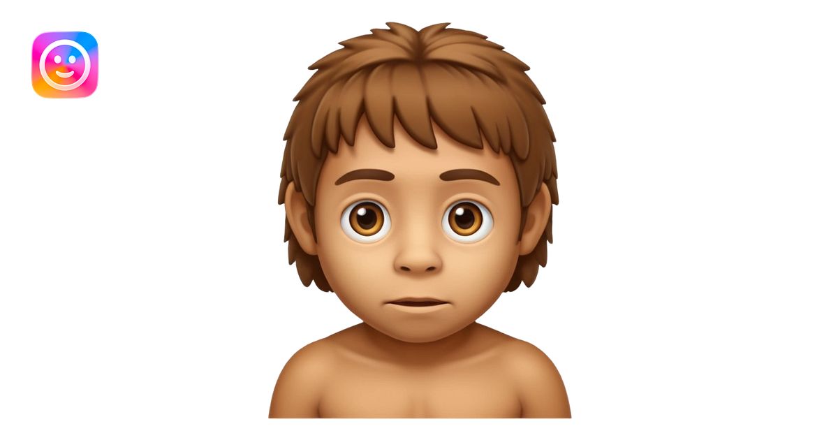 cute Neanderthal child with big eyes emoji style emoji | AI Emoji Generator