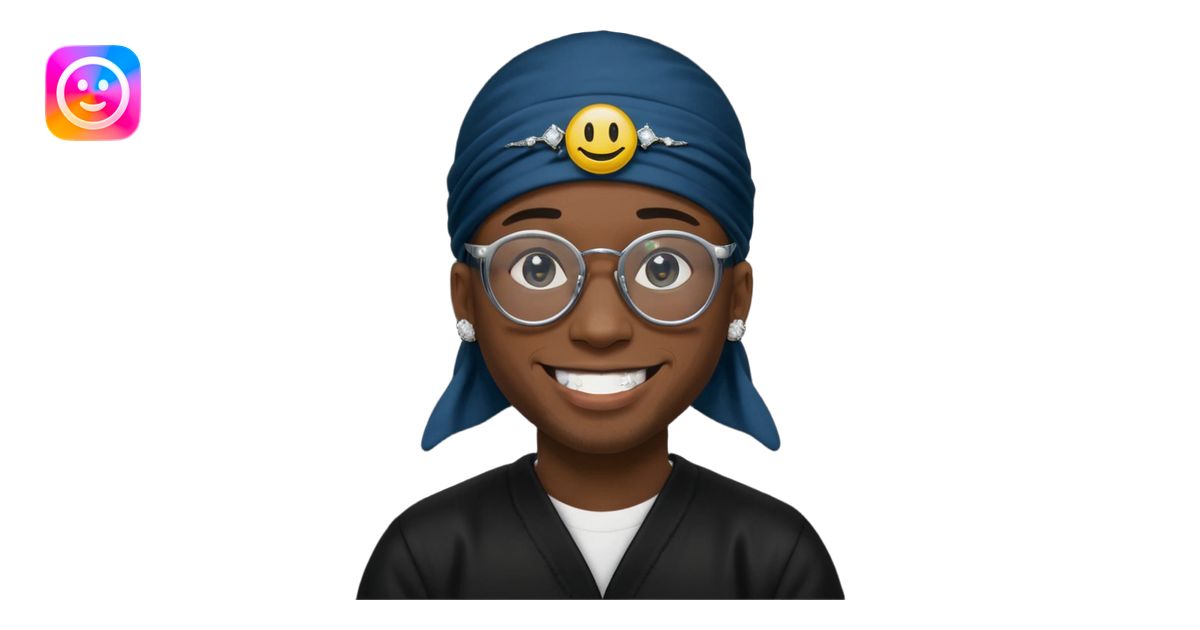 man with black durag,glasses, and smiley with diamond grillz emoji | AI ...