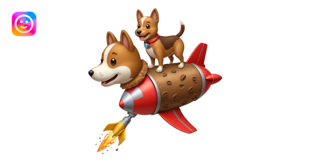 Dog flying poop rocket emoji | AI Emoji Generator