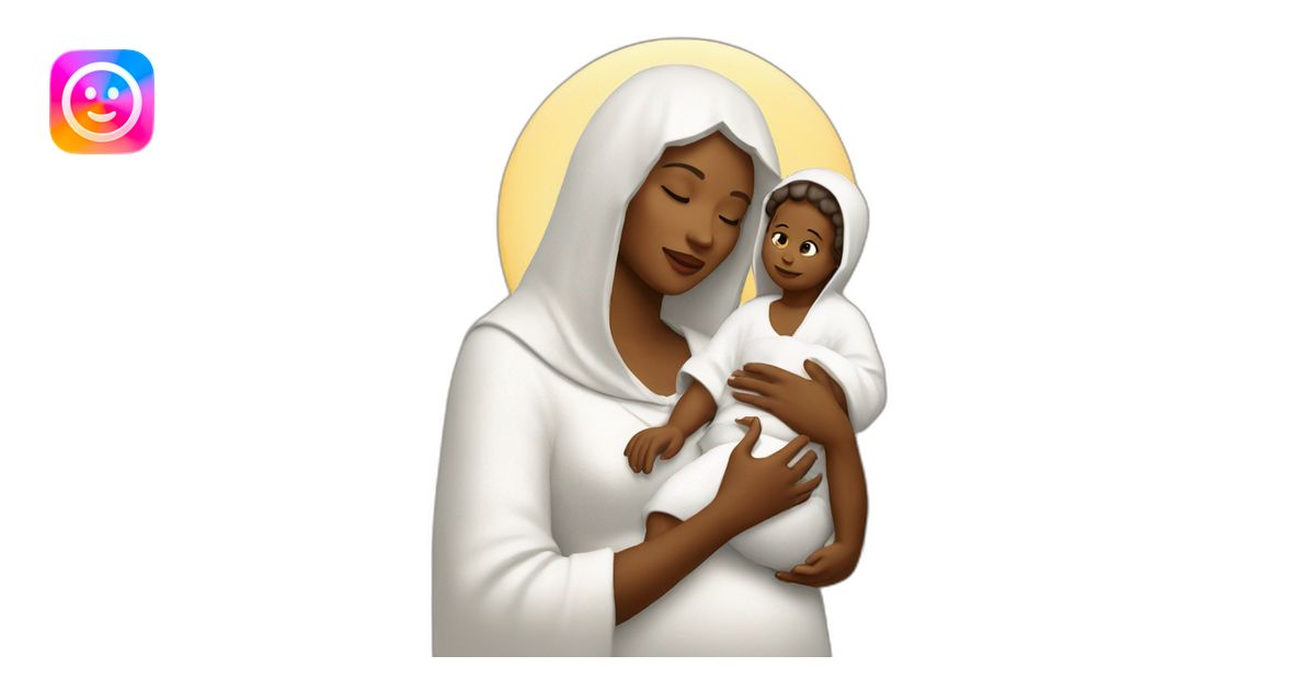 Mary with baby Jesus not black emoji | AI Emoji Generator