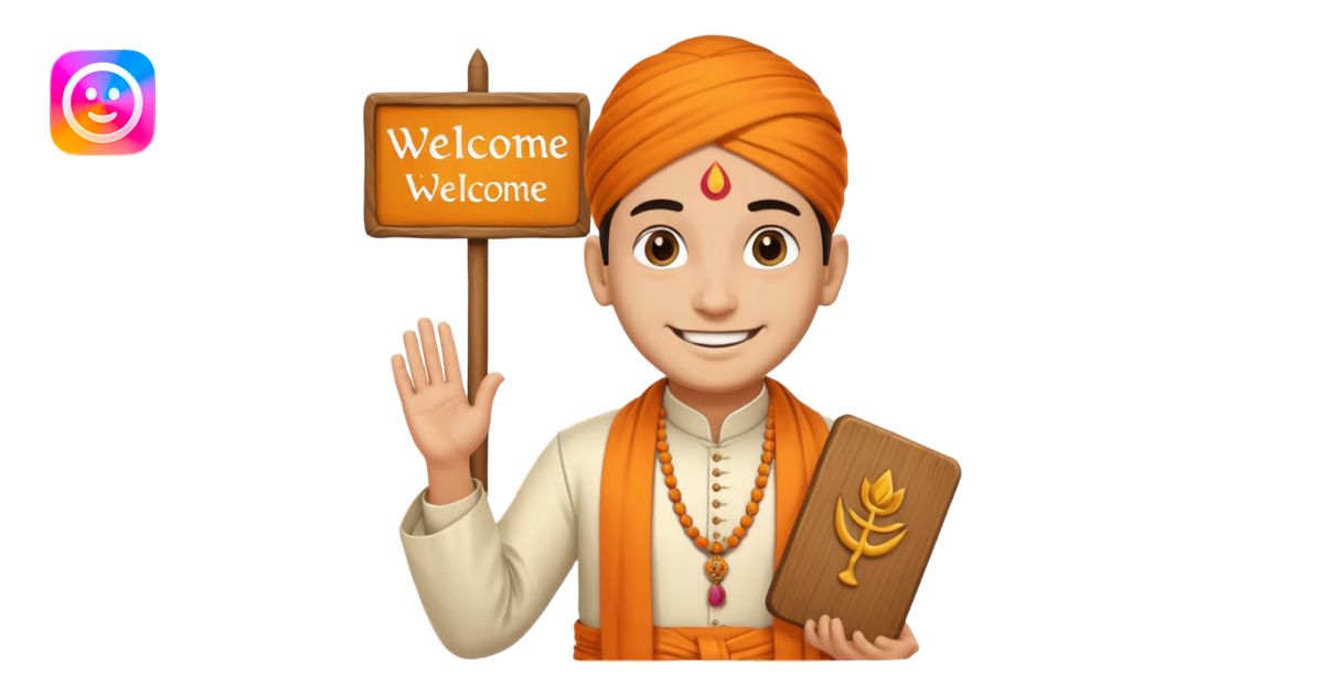 PANDIT JI WITH WELCOME TYPE emoji | AI Emoji Generator
