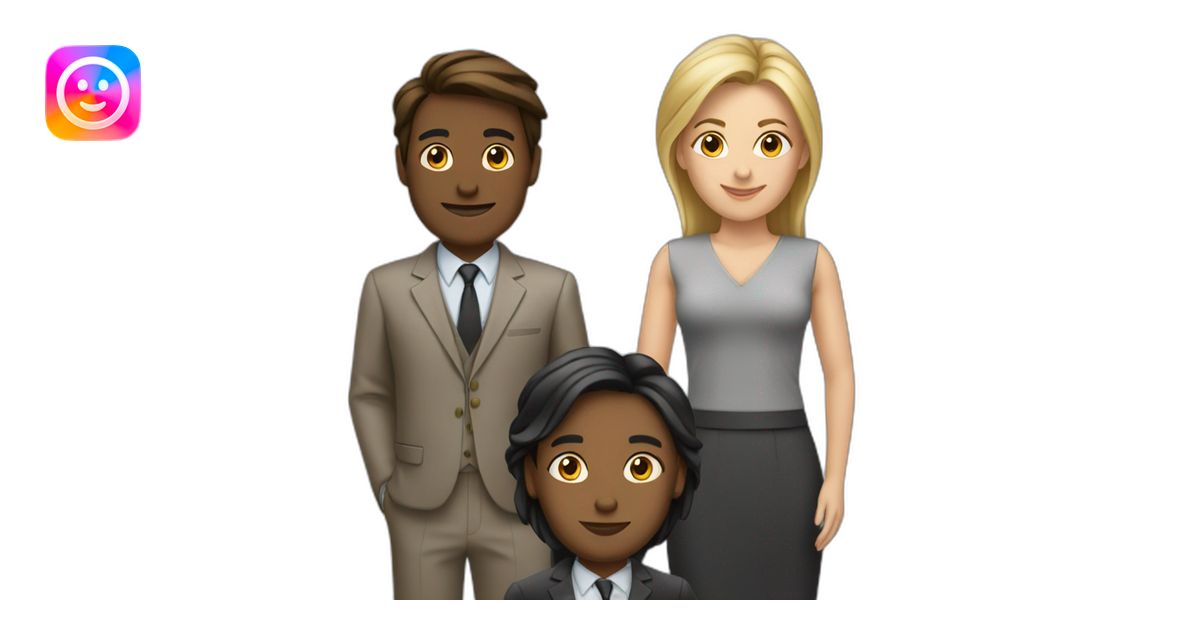 two females and one male looking smart, data people emoji | AI Emoji ...